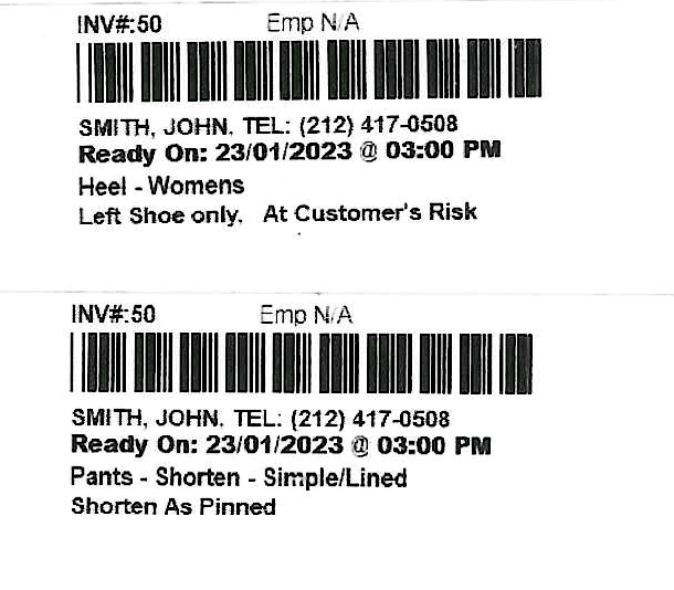 Invoice, Tag, Label Sample – Cleantie